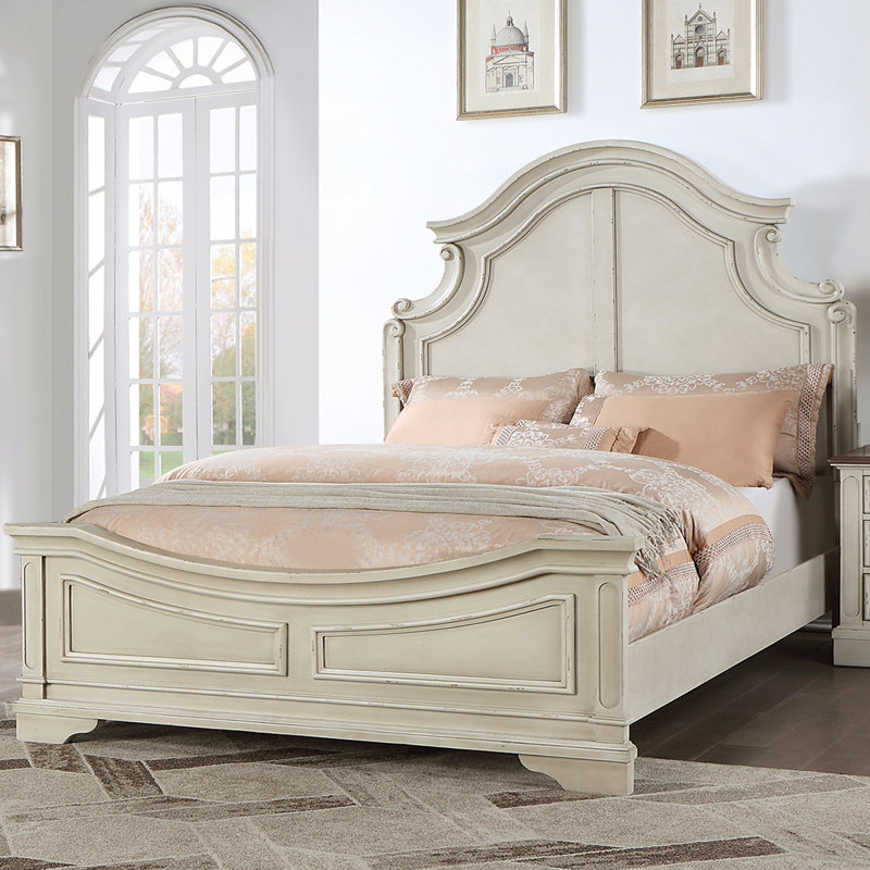 Red Barrel Studio High Headboard California King Bed In Antique White Finish Wayfair